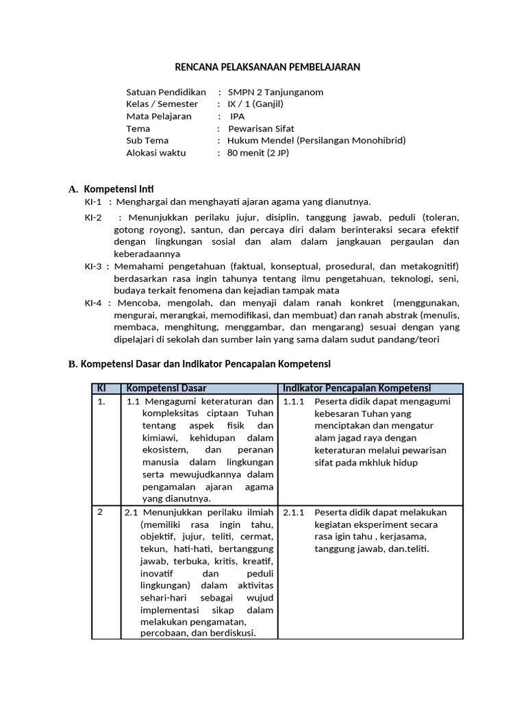 Rencana Pelaksanaan Pembelajaran | PDF