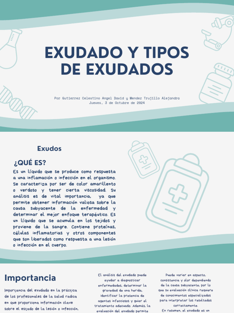 Exudados y Tipo de Exudados. | PDF | Herida | Sangre