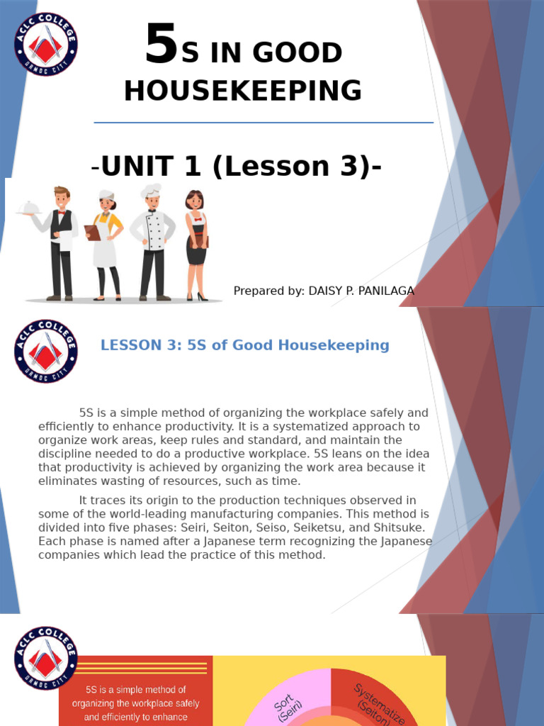 INTRO - UNIT-1-LESSON-3-5S in Good Housekeeping | PDF