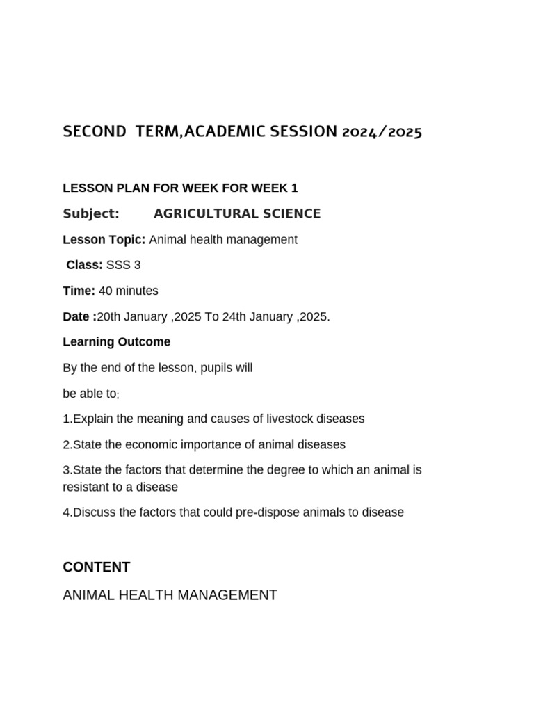 AGRIC SSS3 WEEK3 2ND TERM 2025 | PDF