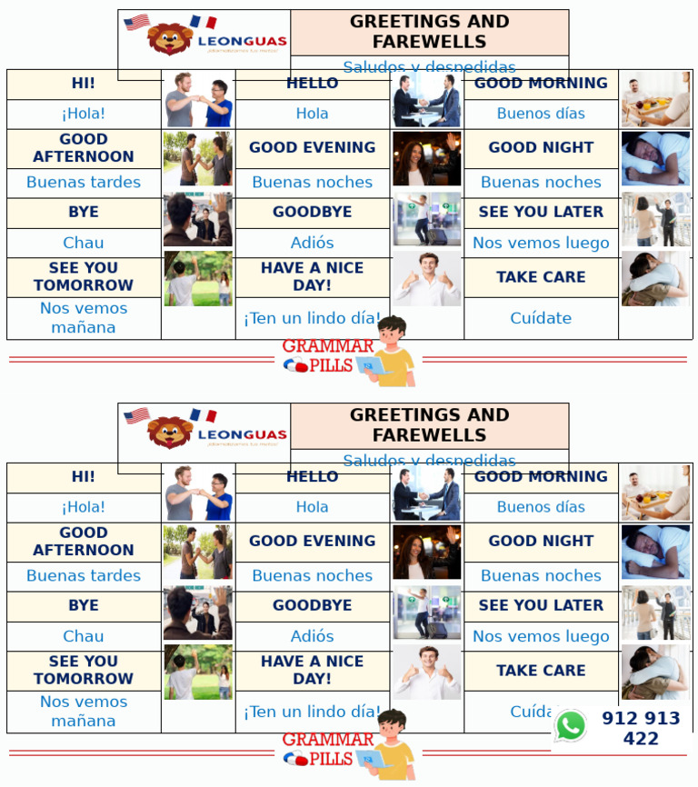 1. GREETINGS AND FAREWELLS - Saludos y despedidas | PDF