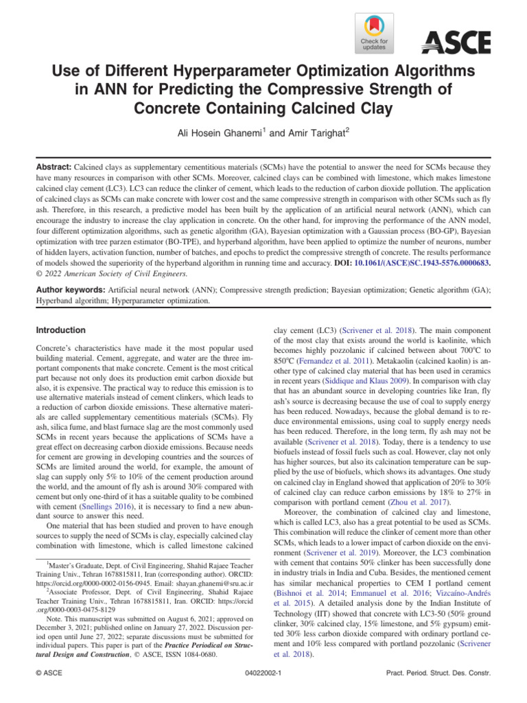 Hosein Ghanemi Tarighat 2022 Use of Different Hyperparameter Optimization Algorithms in Ann For ...