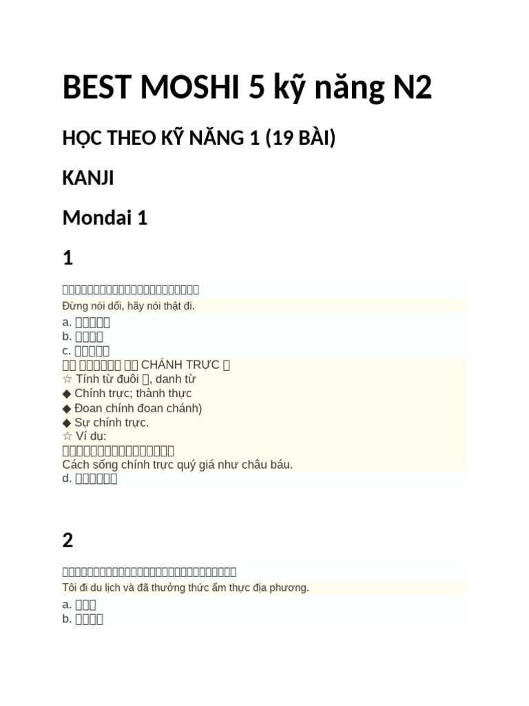 Sách Best Moshi 5 K Năng n2 | PDF