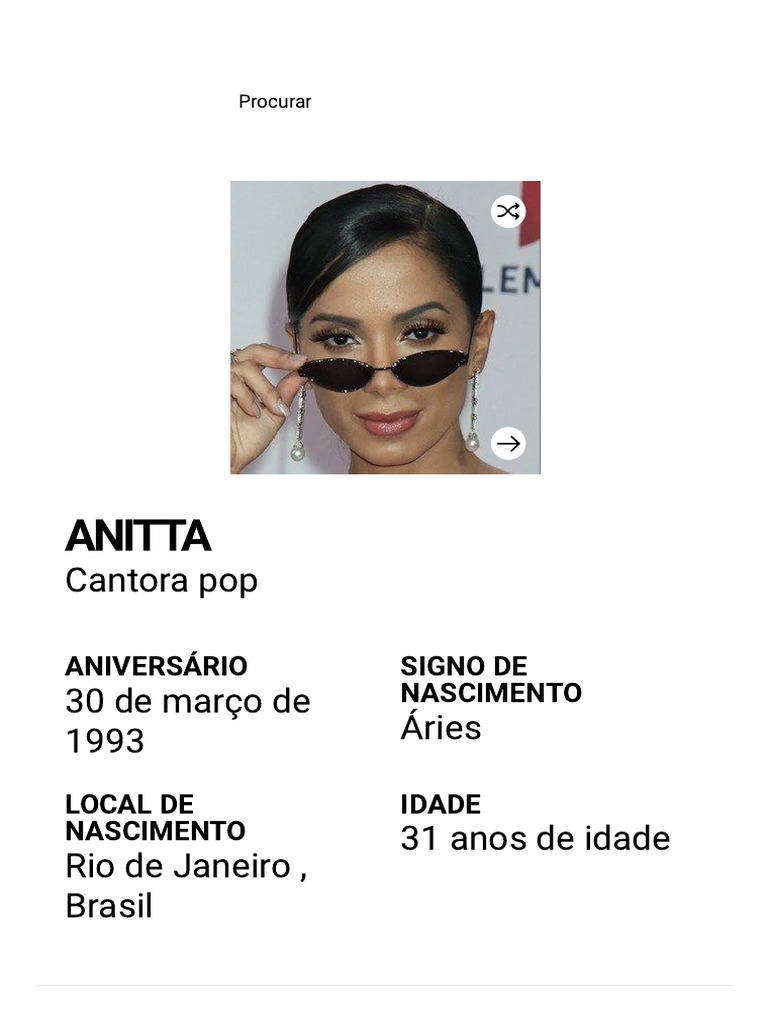Anitta - Idade, Família, Biografia - Aniversários Famosos | PDF