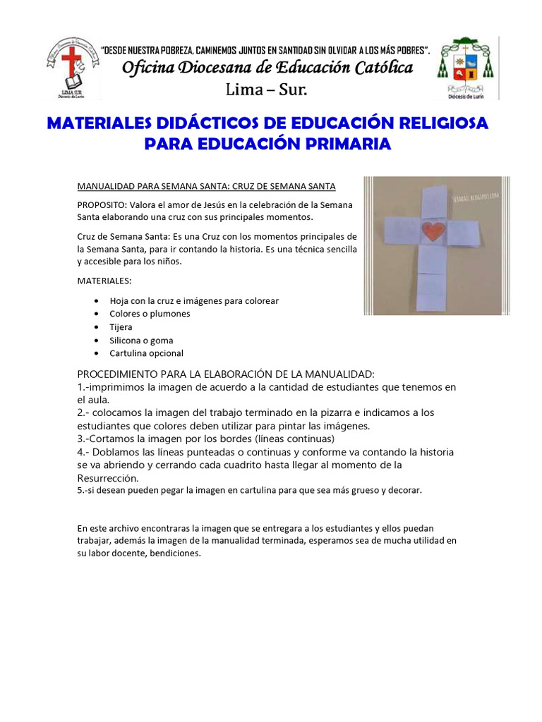 Manualidad Cruz Semana Santa para Niños | PDF
