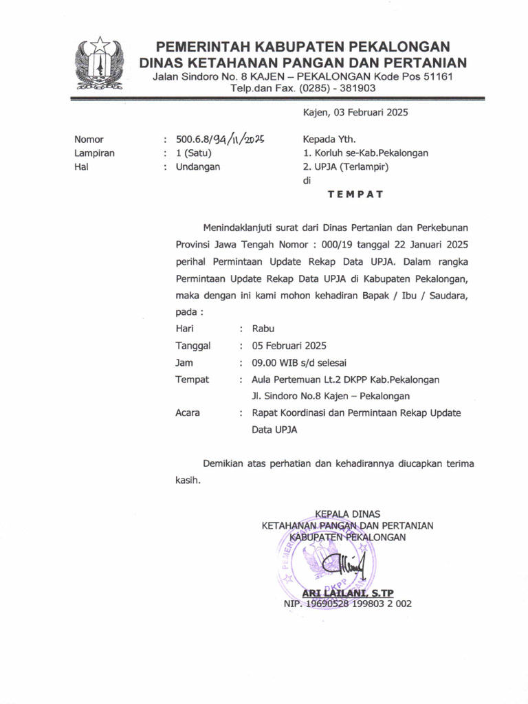 Undangan UPJA TGL 5 Feb 2025 | PDF