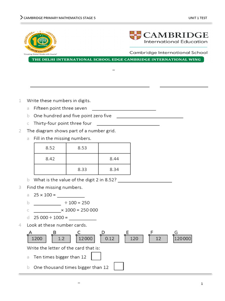 Stage 5 Unit 1 Mathematics Test | PDF | Symmetry | Triangle