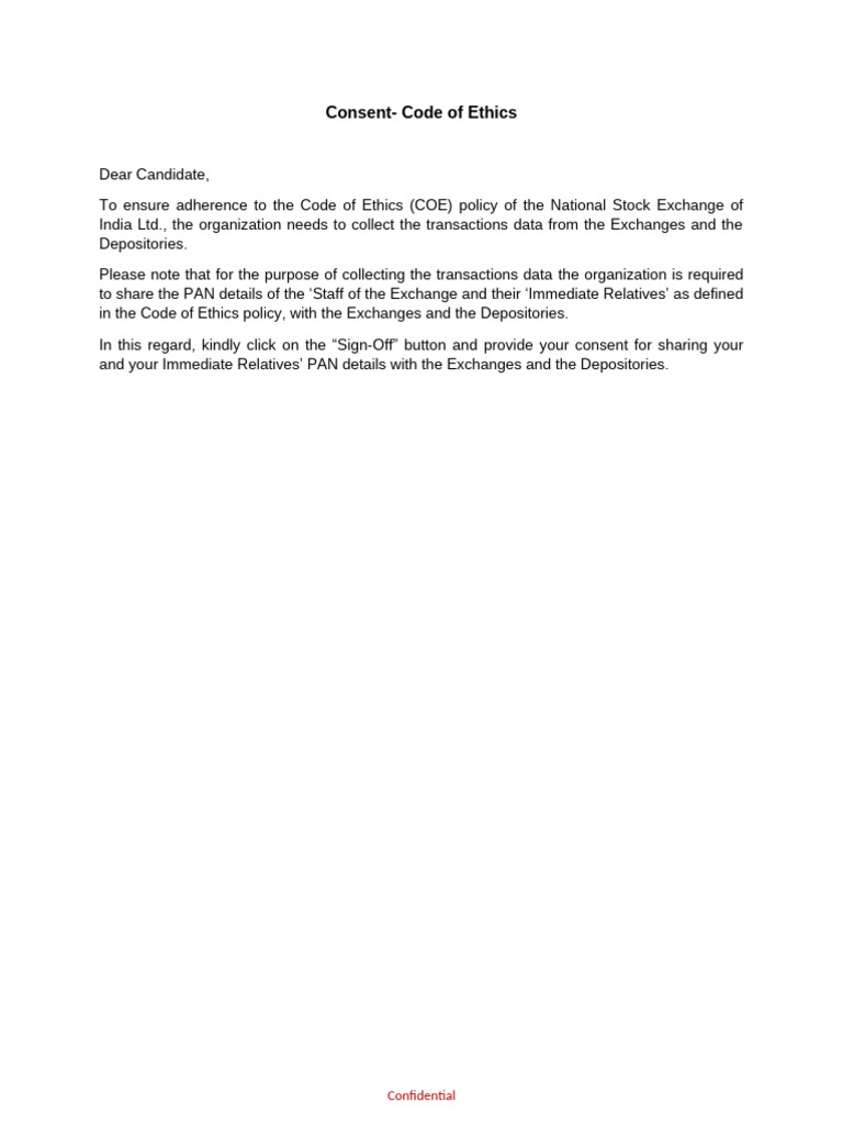 A63f7386460a12 - 1677146212 - Consent For Code of Ethics Purpose.v.2 | PDF