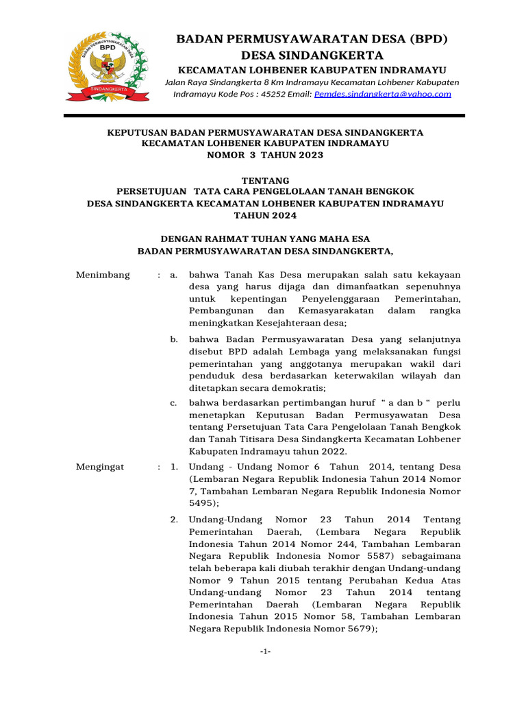 8. Persetujuan BPD Bengkok | PDF