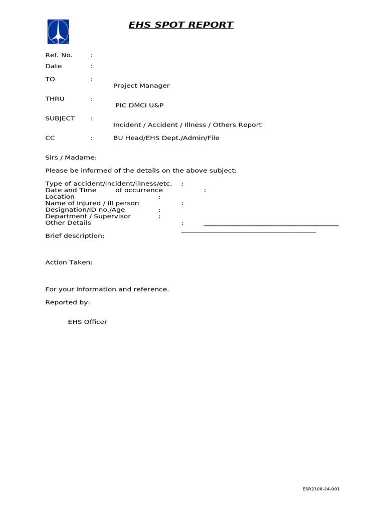 SPOT REPORT BLANK | PDF