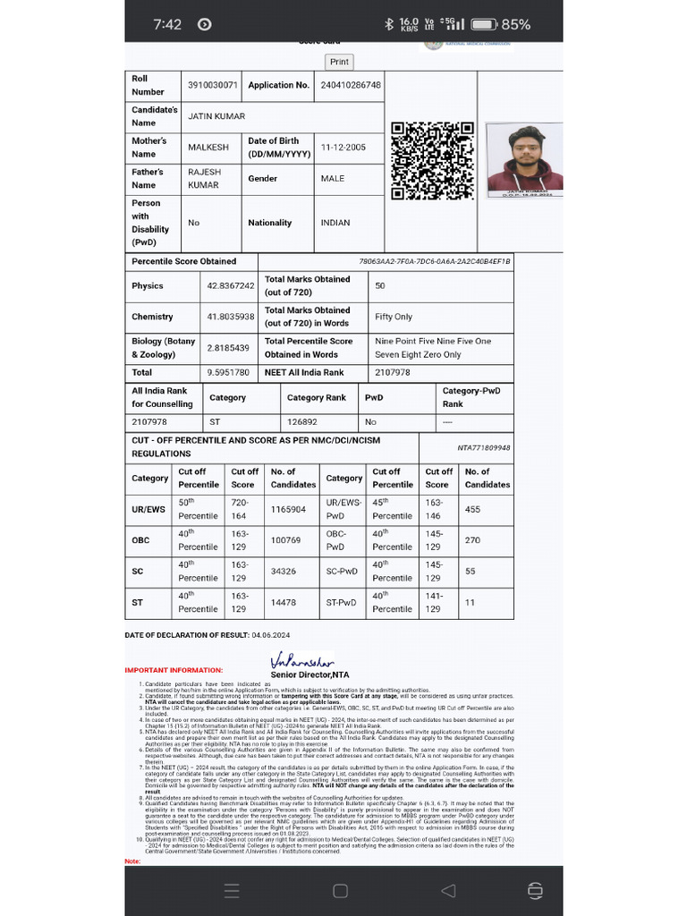 Neet Results | PDF
