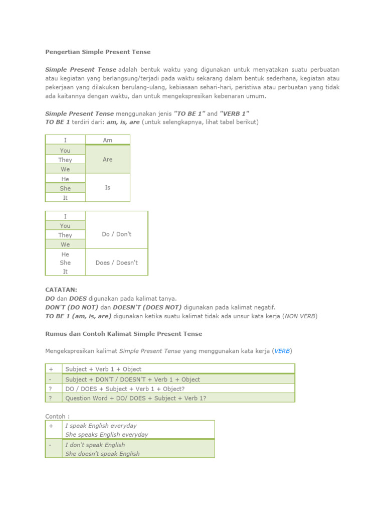 Pengertian Simple Present Tense | PDF