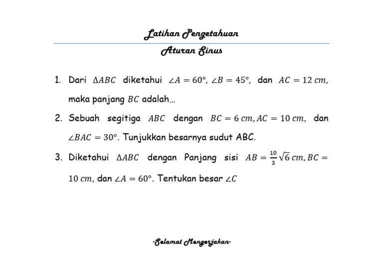 Latihan Aturan Sinus | PDF