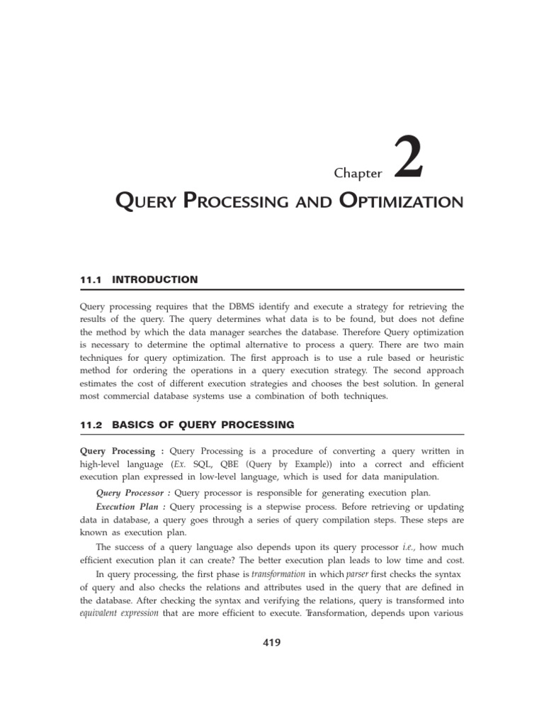 Query Processing and Optimization Techniques | PDF | Database Index | Parsing