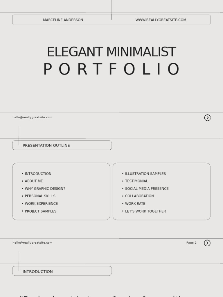 Grey Modern Minimalist and Clean Designer Portfolio Presentation | PDF ...