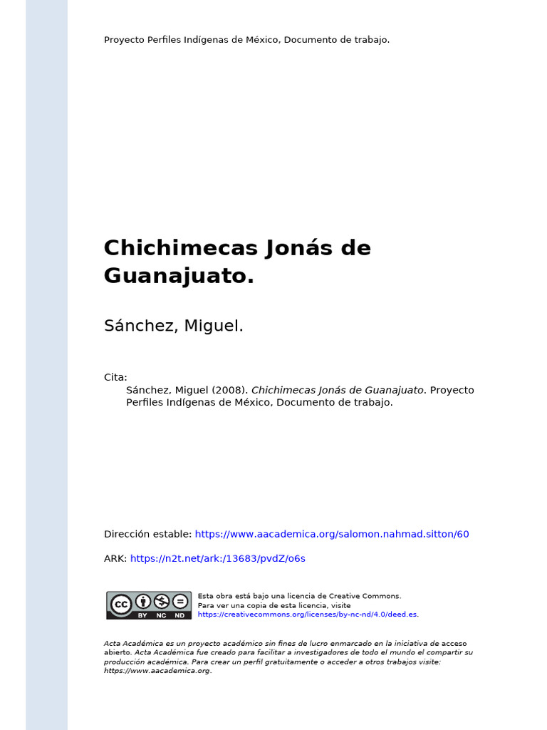 Sánchez, Miguel (2008). Chichimecas Jonás de Guanajuato | PDF | México ...
