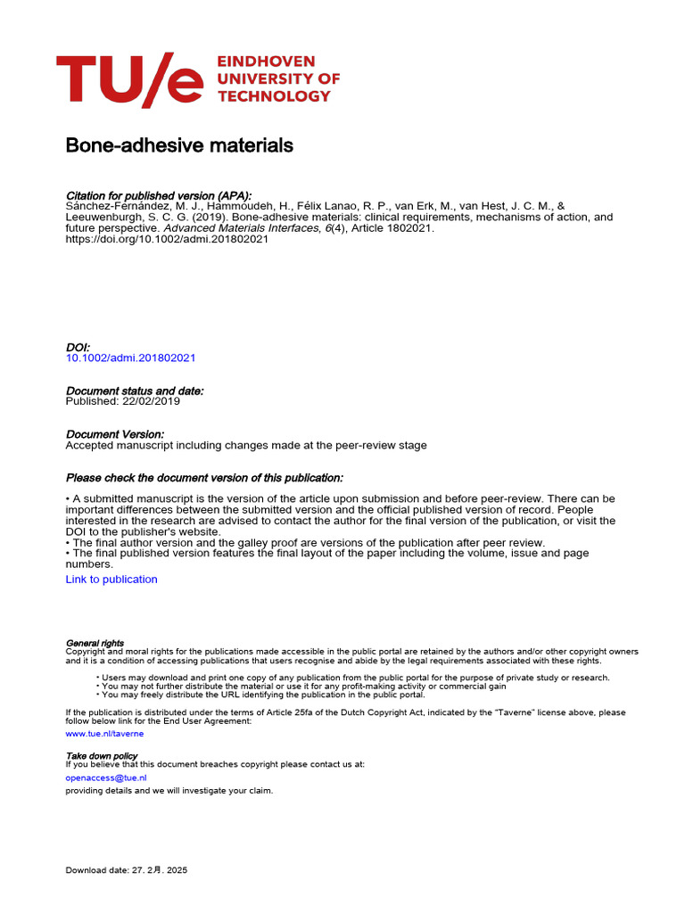 Review Bone Adhesive Materials v2 1 | PDF | Poly(Methyl Methacrylate ...