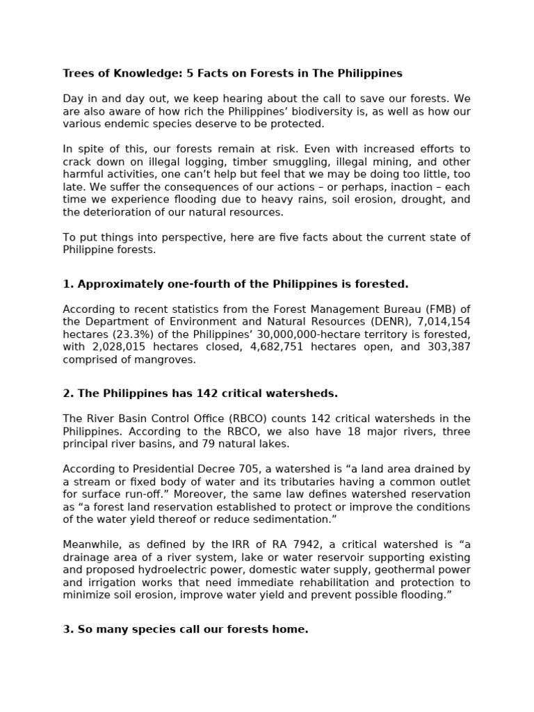 Facts on Deforestation | PDF | Deforestation | Forests