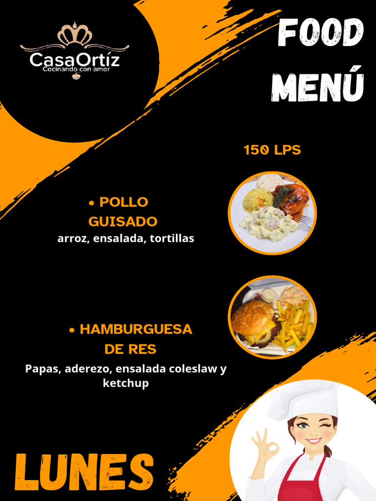 Orange and Black Modern Food Menu Menu PDF | PDF