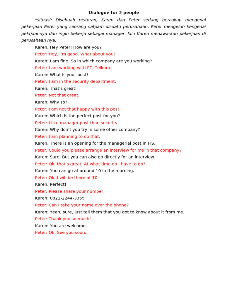 Dialogue 2 People | PDF