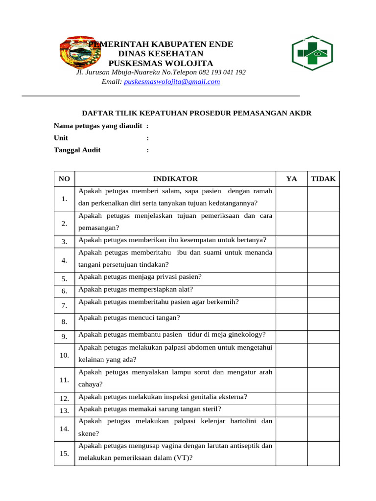 Ep 3 Daftar Tilik KB - Akdr | PDF