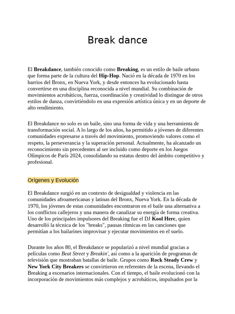 Bailarines Famosos de Breakdance | PDF | Baile urbano de calle y música ...