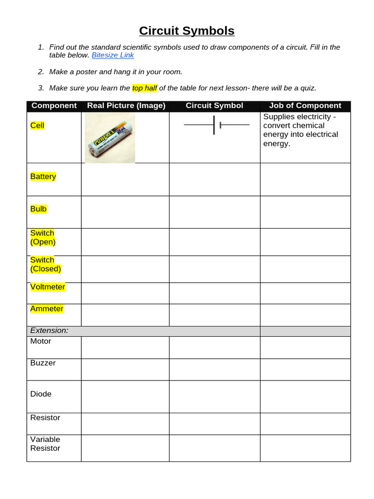 CAS Copy Circuit Symbols Table | PDF