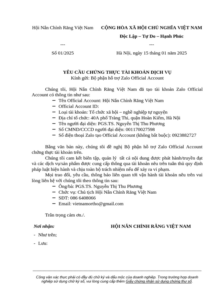 Cong van zalo OA - VAO | PDF