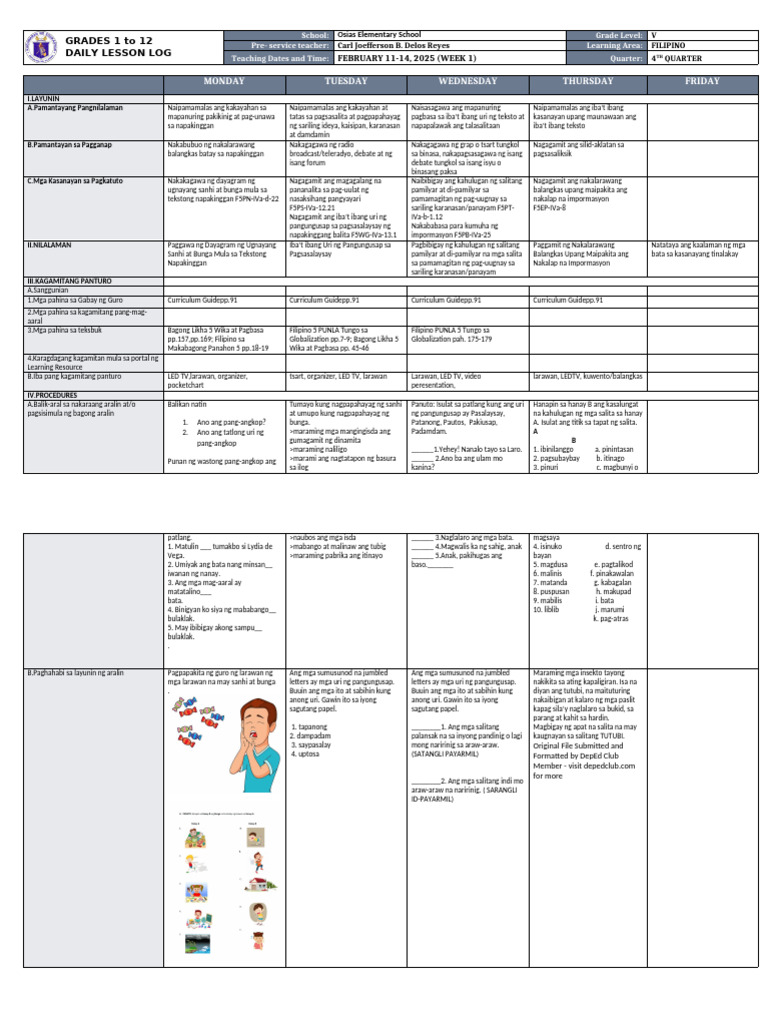 DLL_FILIPINO-5_Q4_W1-revise | PDF