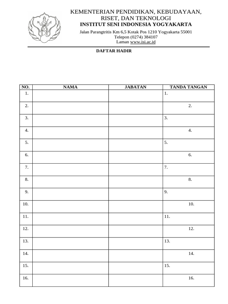 Daftar HADIR DWP | PDF