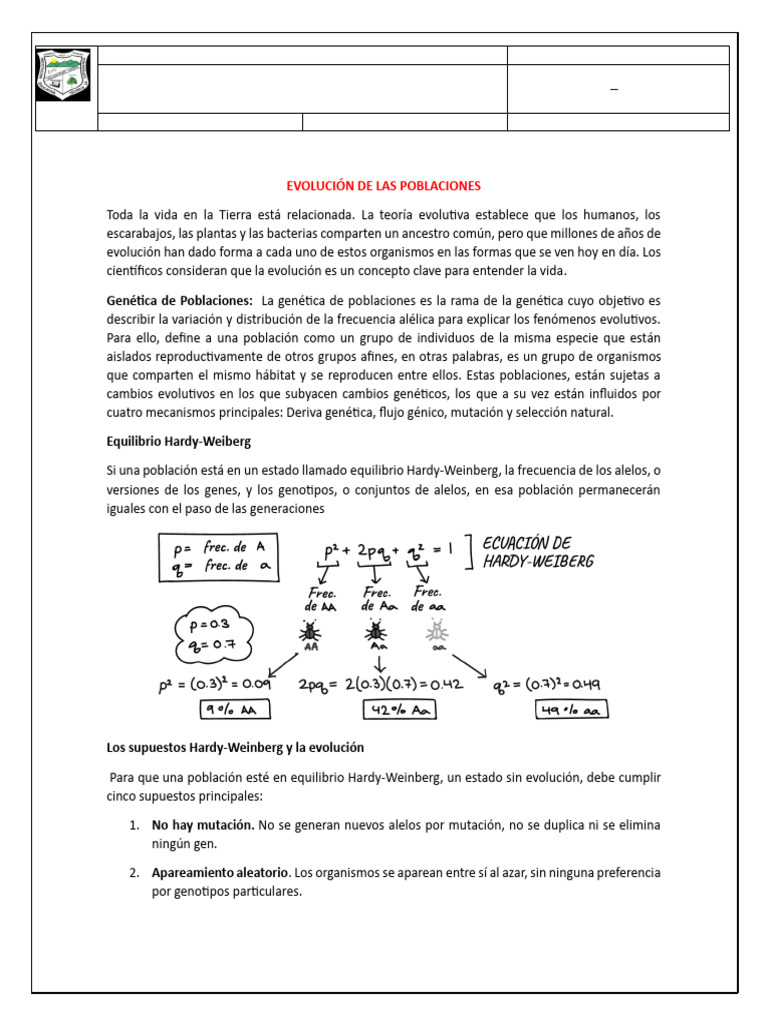 Guia Origen de Las Especies Samuel Bolivar | PDF | Evolución | Mutación