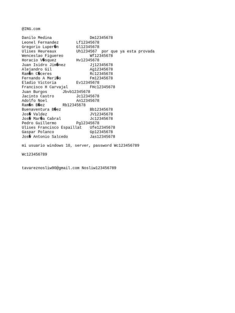 Usuarios y Contrase As Del Server | PDF