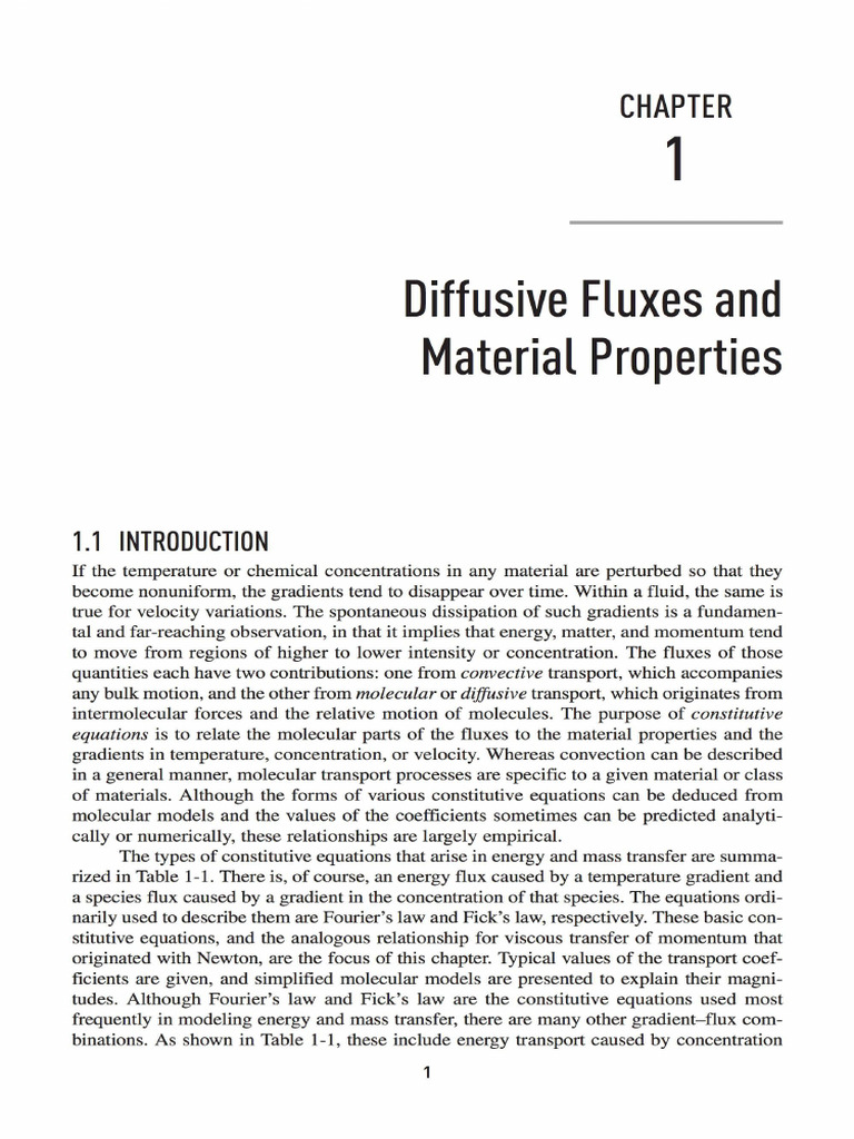 Constitutive Equations in Fluid Transport | PDF | Diffusion | Thermal ...