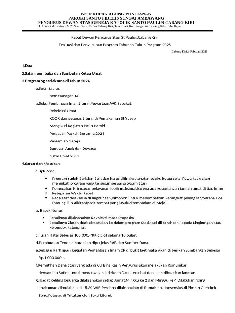 Rapat Pengurus Stasi.1-Feb, 2025 | PDF
