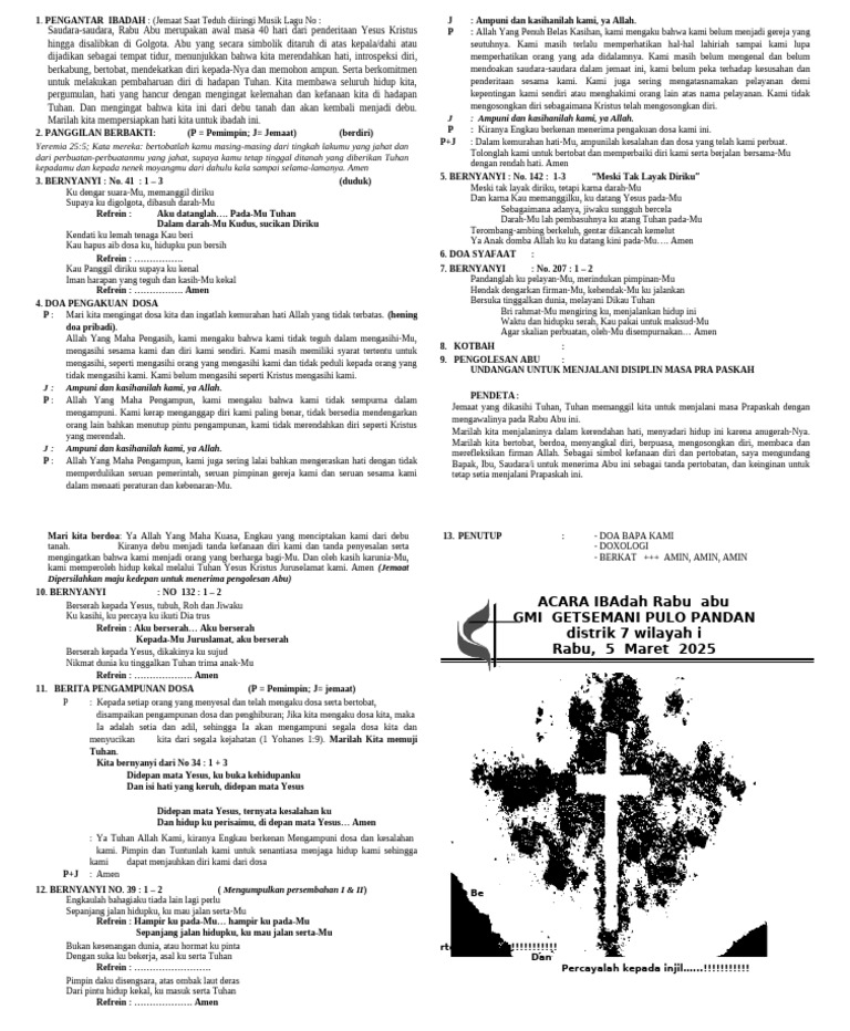 IBADAH RABU ABU GMI PULO PANDAN | PDF