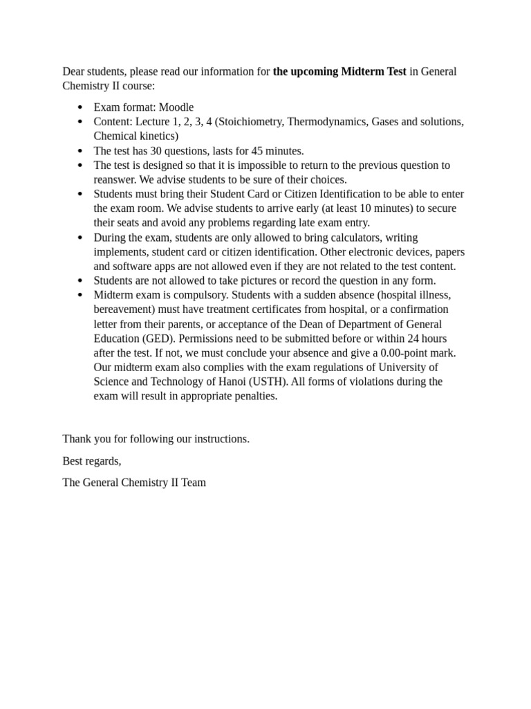 Midterm Test Announcement | PDF