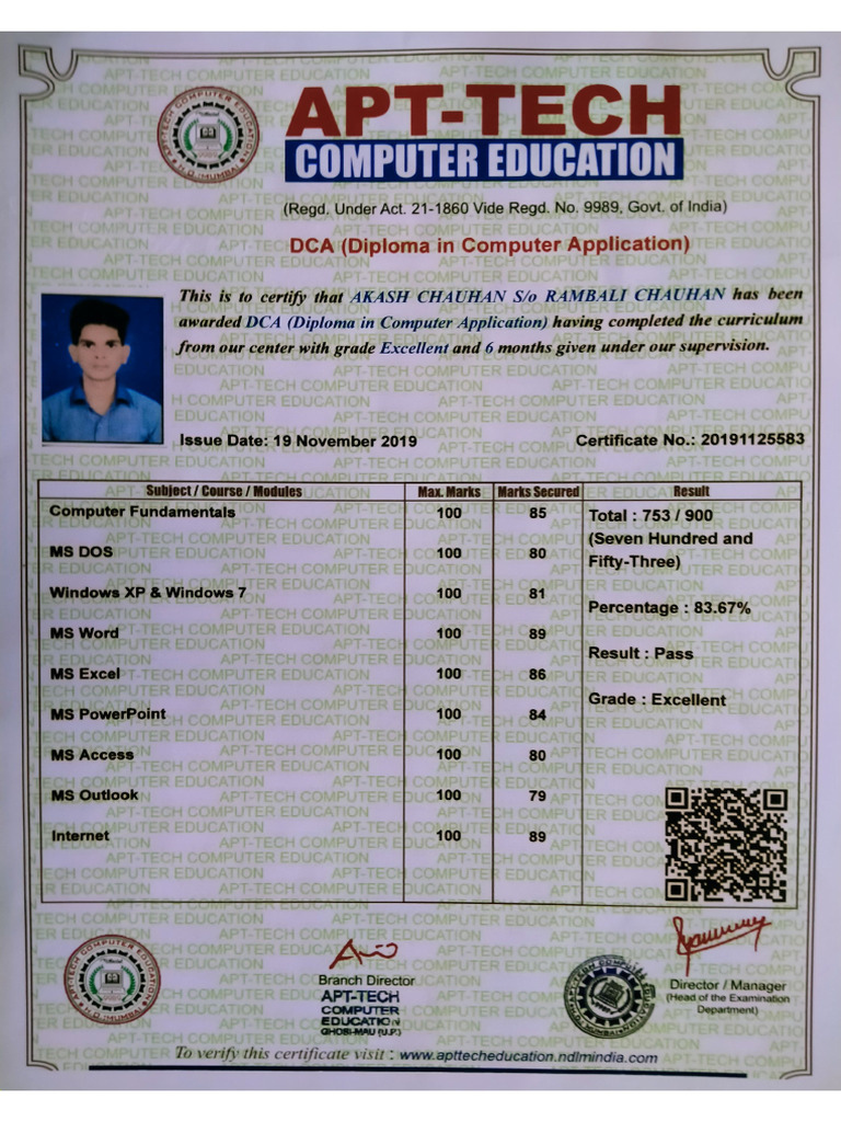 DCA Certificate | PDF