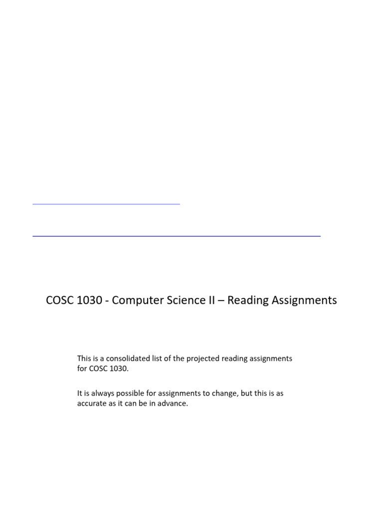 COSC1030 Spring2025 ReadingList | PDF | Class (Computer Programming) | Computer Programming