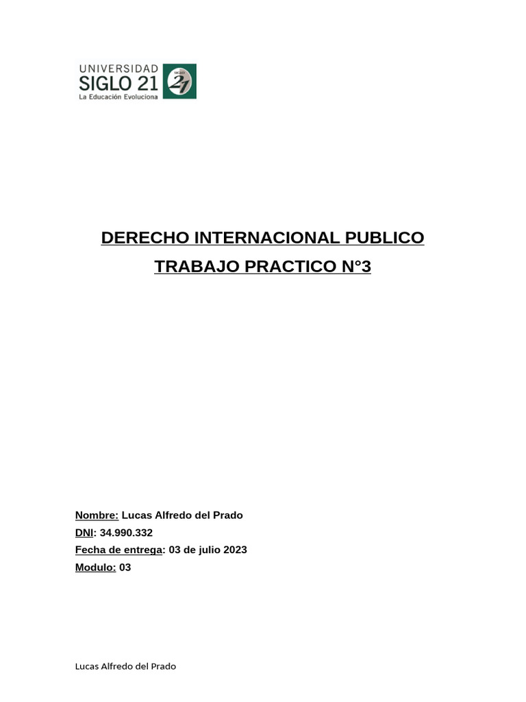 TP3 | PDF | Misión diplomática | Convenio europeo de derechos humanos