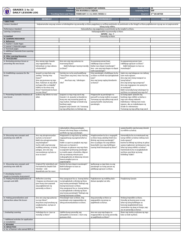 DLL_ESP 3_Q4_W1 | PDF
