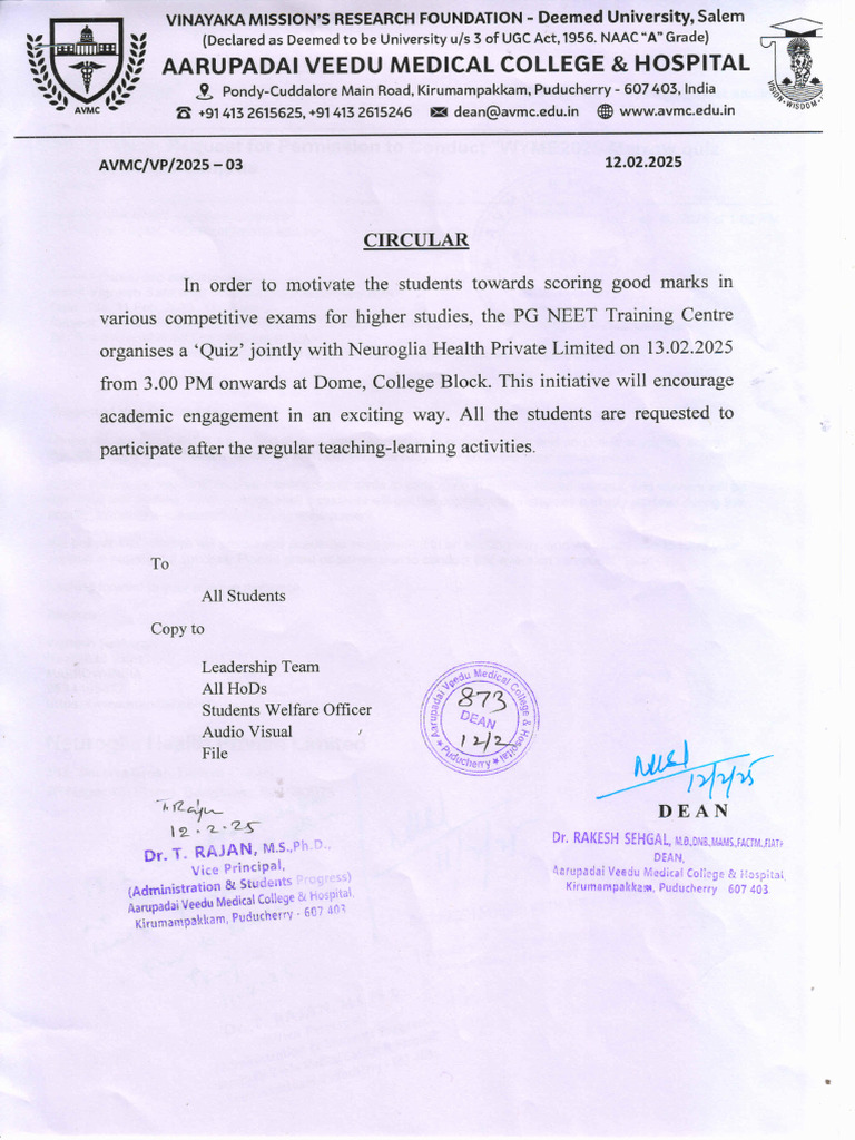Circular - Marrow Quiz Competition | PDF