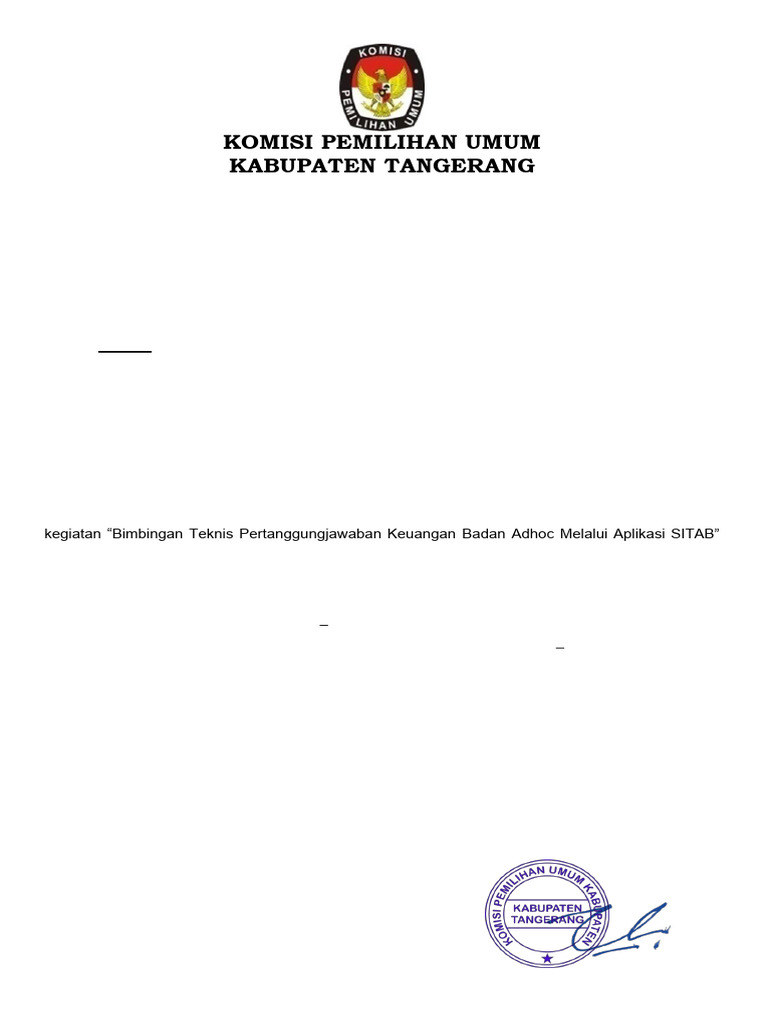 999 - Surat Bimtek SITAB (Ketua PPK) | PDF