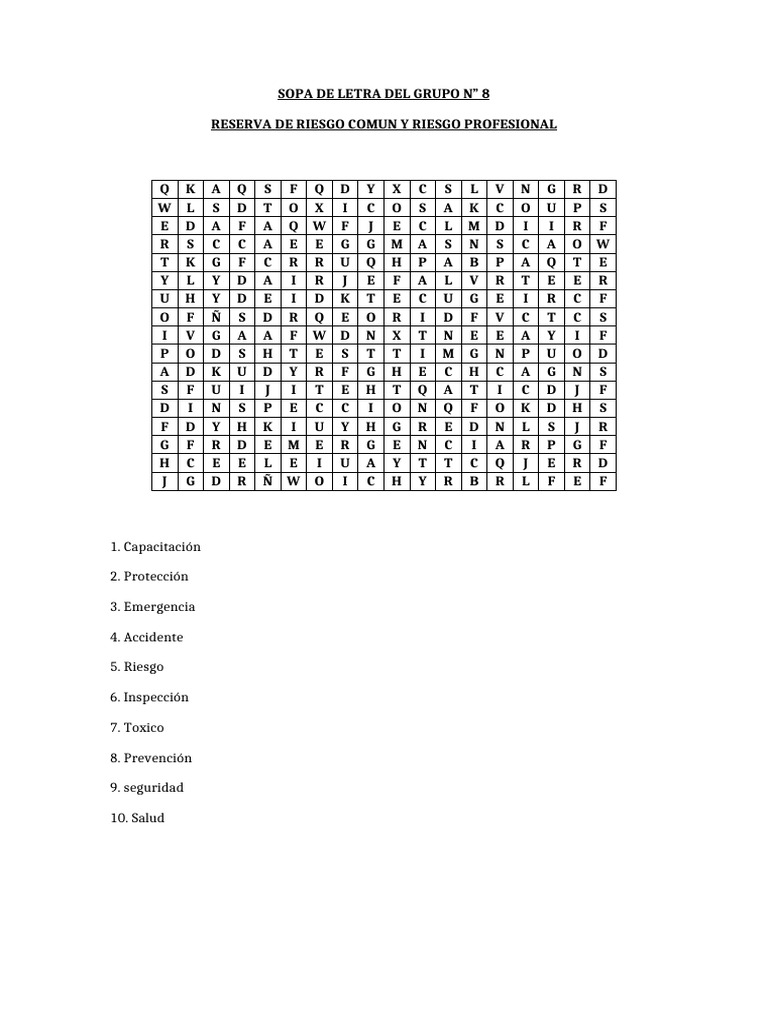 Sopa de Letra Del Grupo N8 1 | PDF