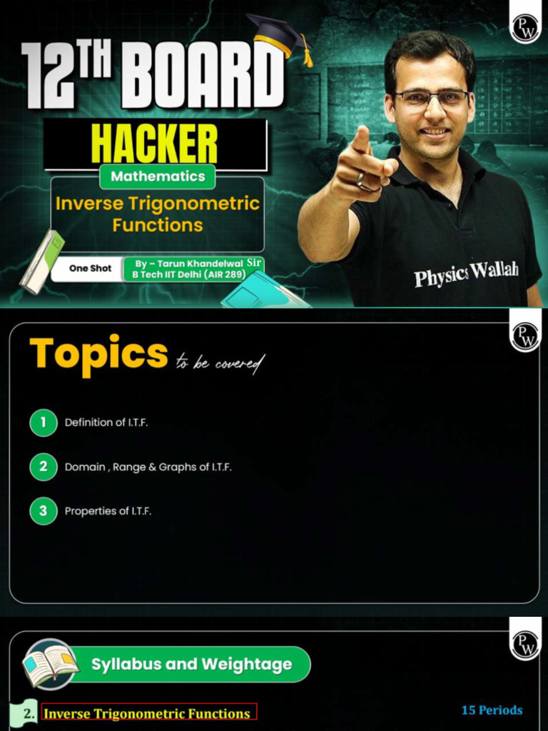 Inverse Trigonometric Functions Class Notes 12th Hacker Cbse 2025 2938