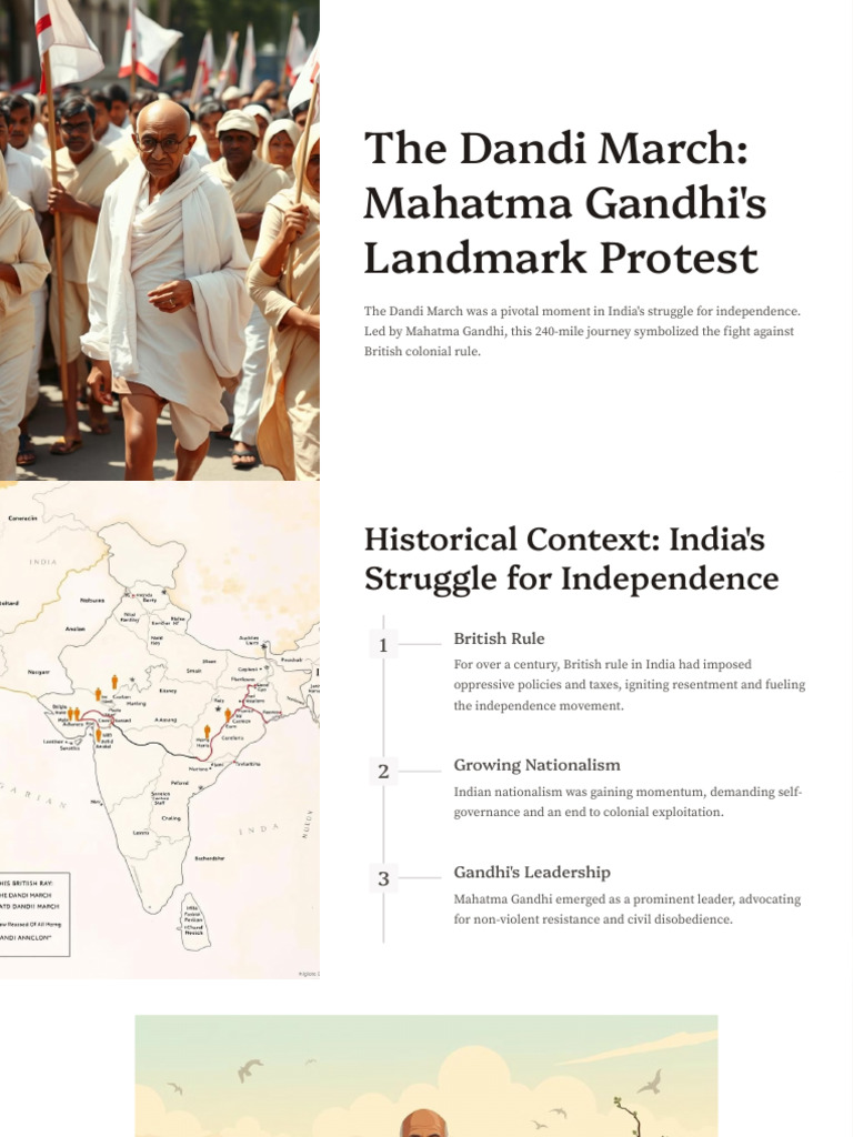 The Dandi March Mahatma Gandhis Landmark Protest | PDF | Mahatma Gandhi ...