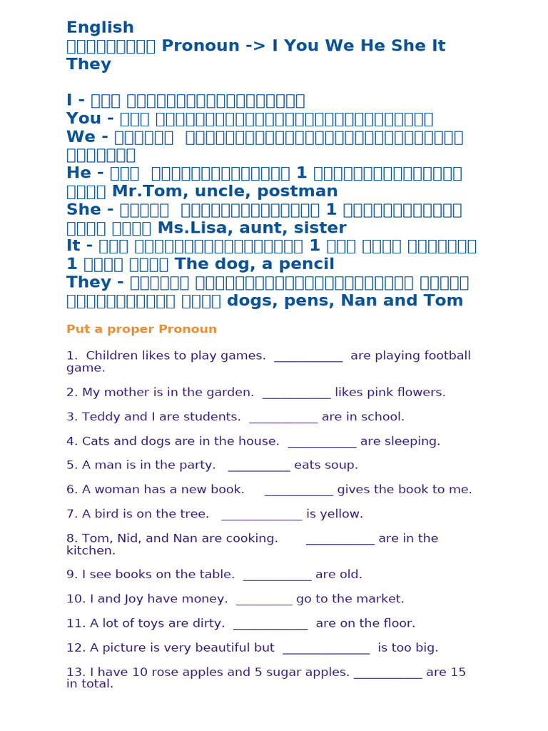 English I You We They | PDF