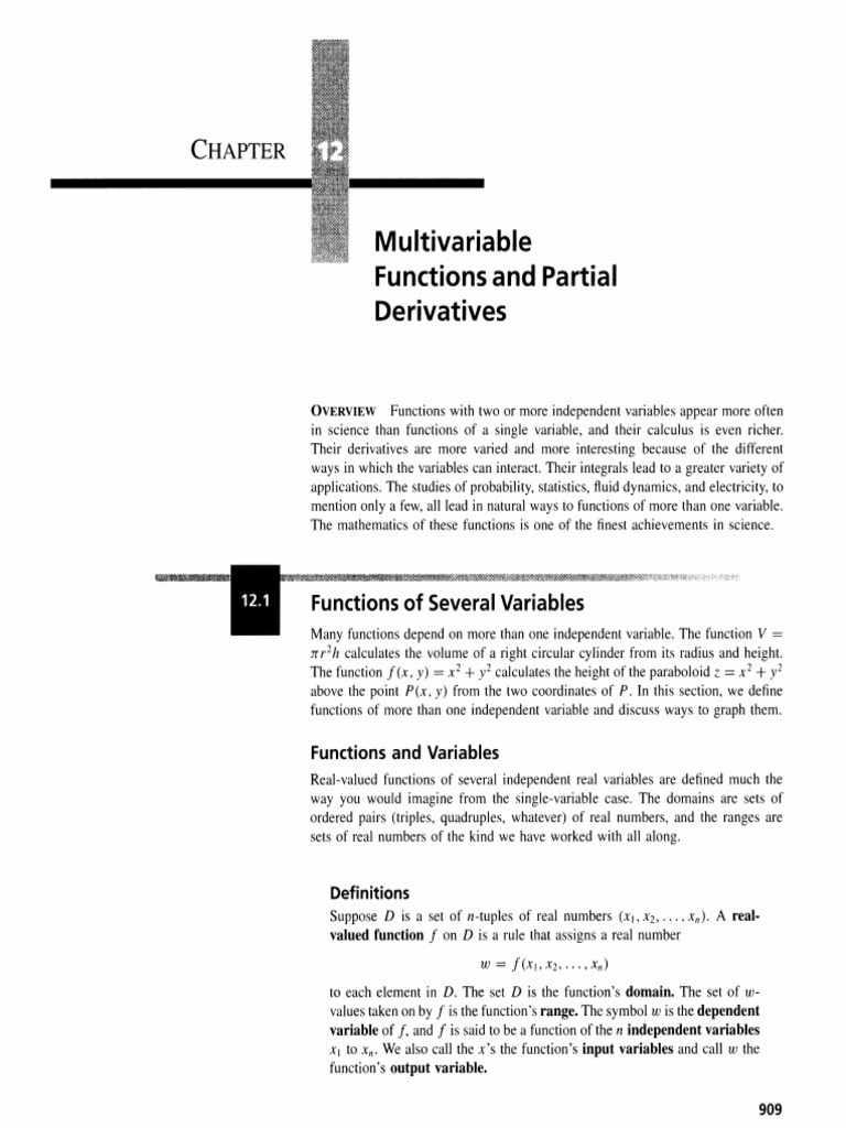 Multivariable functions and partial derivatives | PDF