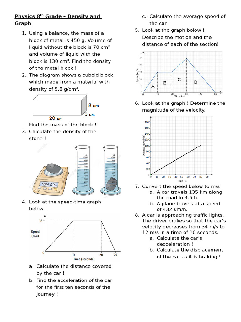 Density and Speed Time Graph | PDF