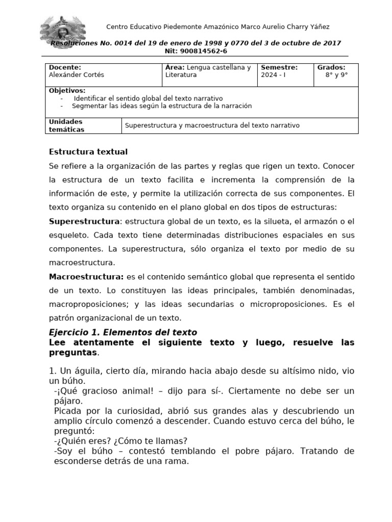 Guia 8° Y 9° Estructura Del Texto | PDF