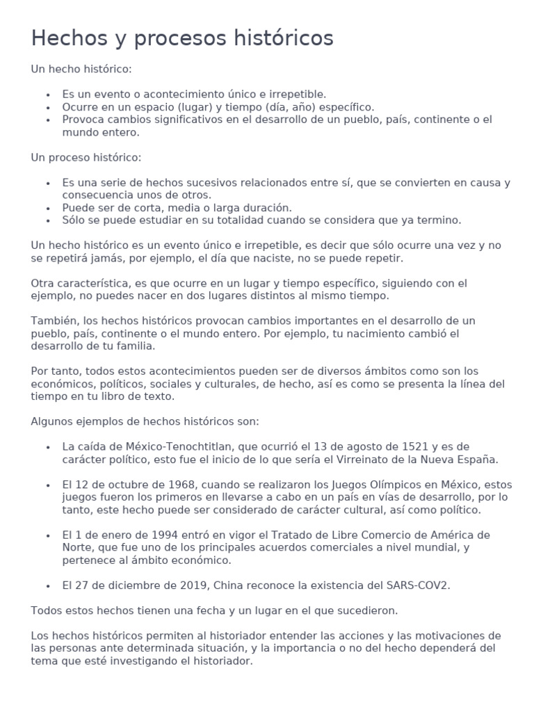 Hechos y Procesos Históricos Explicados | PDF | México